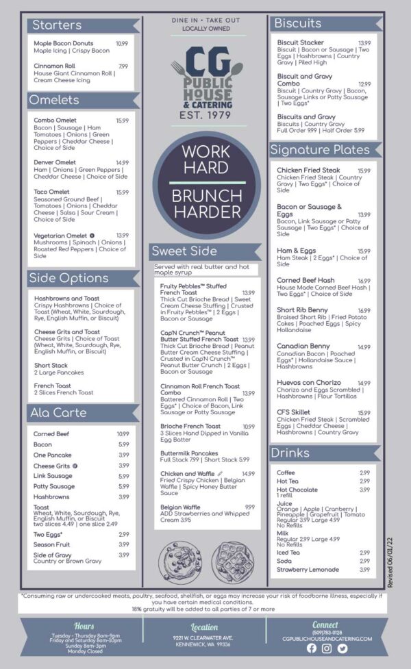 Menu • CG Public House & Catering