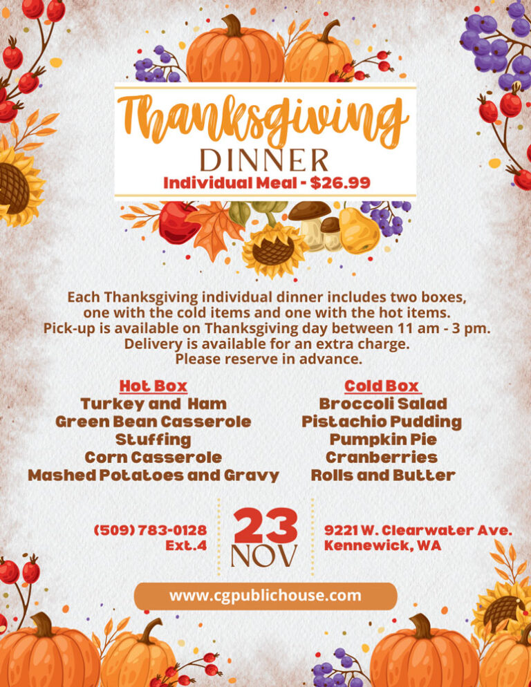 Thanksgiving Individual Menu 2023 • CG Public House & Catering