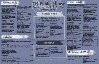 Menu • CG Public House & Catering