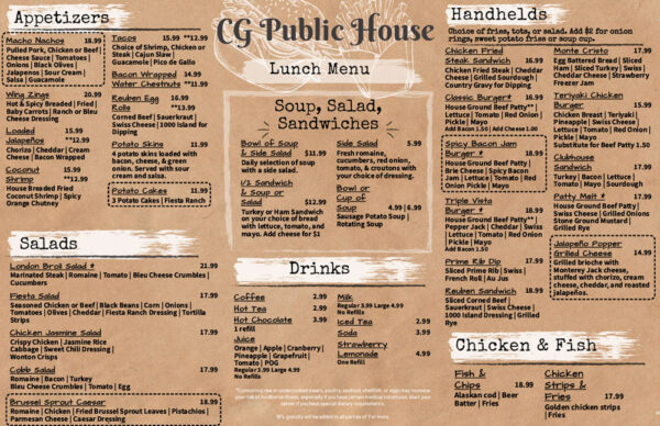 Menu • CG Public House & Catering