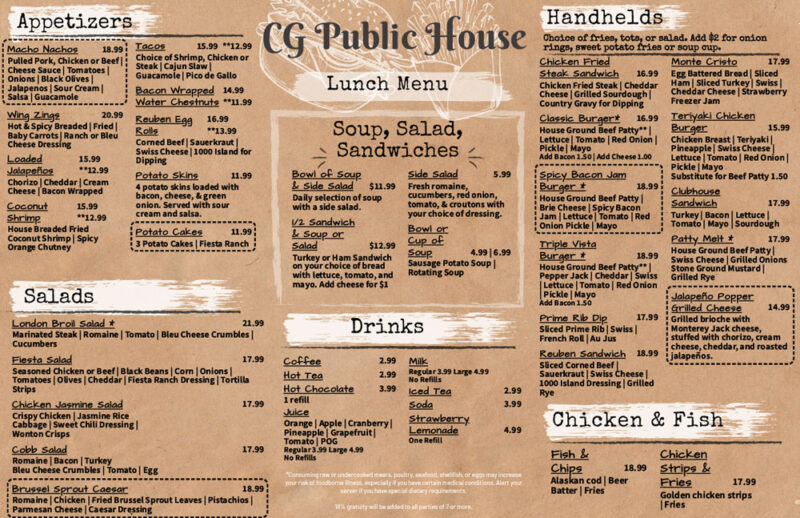 Menu • CG Public House & Catering
